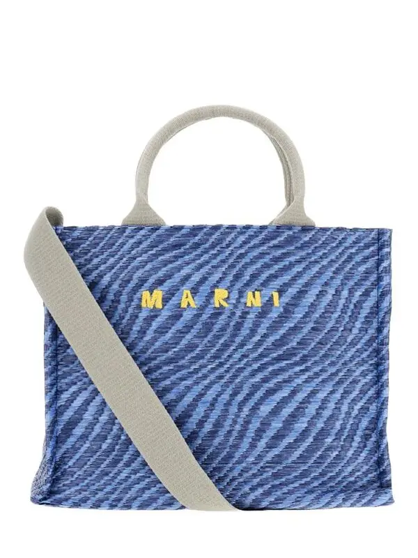 Marni Logo Embroidered Tote Bag - Blue