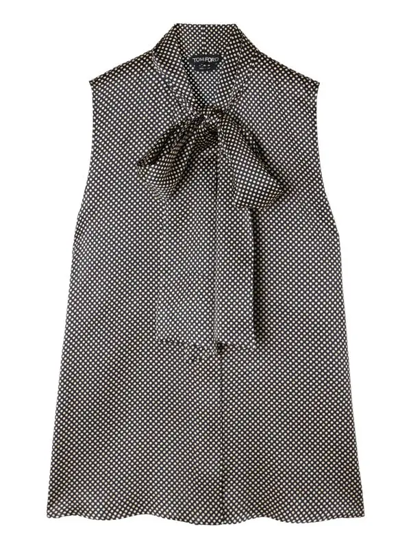 TOM FORD Polka Dot Silk Blend Satin Shirt - Black