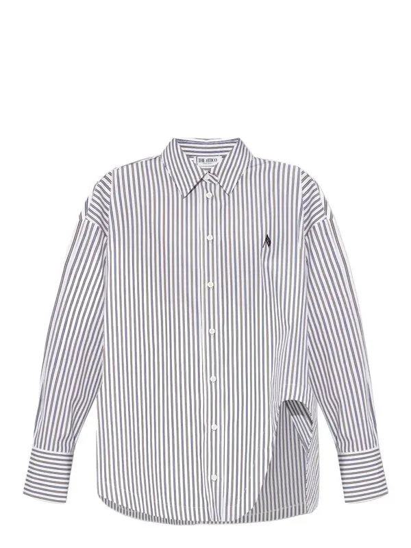 Attico The Diana Shirt Striped Long Sleeve Collared Shirt - White