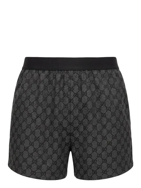 Gucci Allover Gg Monogram Technical Jersey Shorts - Black