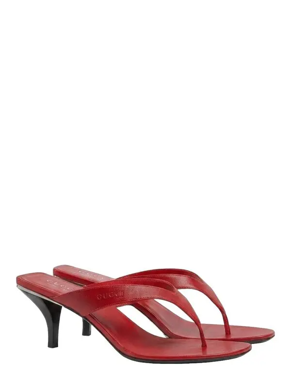 Gucci Vittoria Leather Heeled Sandals - Red