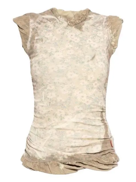 DIESEL® Sleeveless Floral Print Top - Nude
