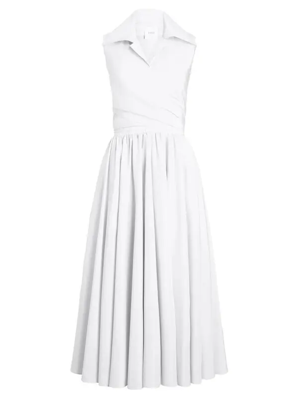 PATOU Collared Sleeveless Bow Midi Dress - White