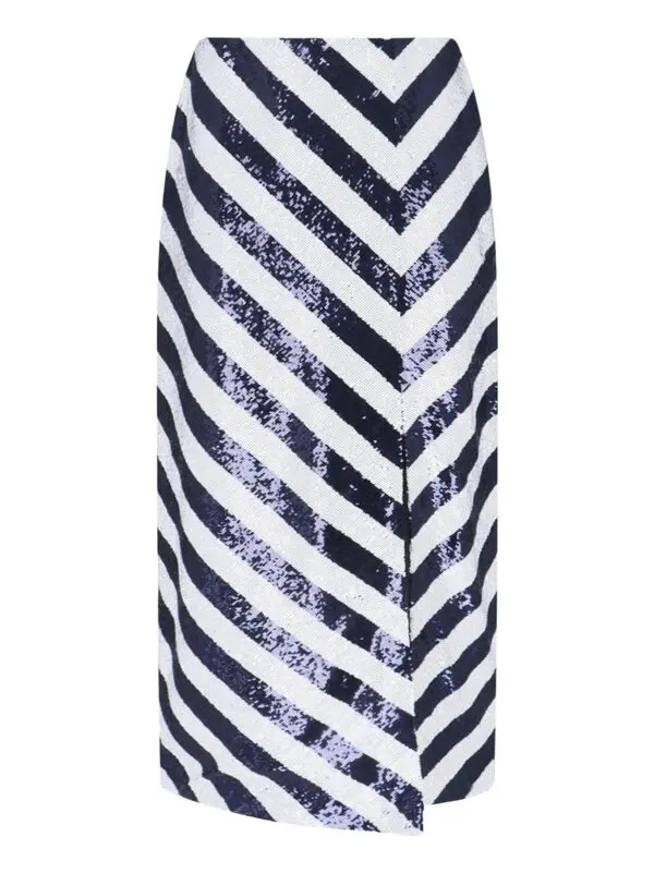 Ralph Lauren Sequined Chevron Skirt - Navy