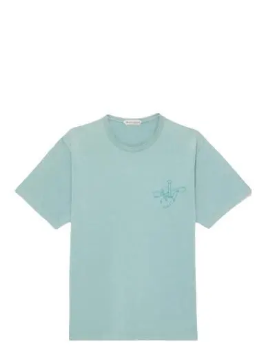 J.W.ANDERSON Ribbon Anchor T-shirt In Washed Teal - Washed Blue Green