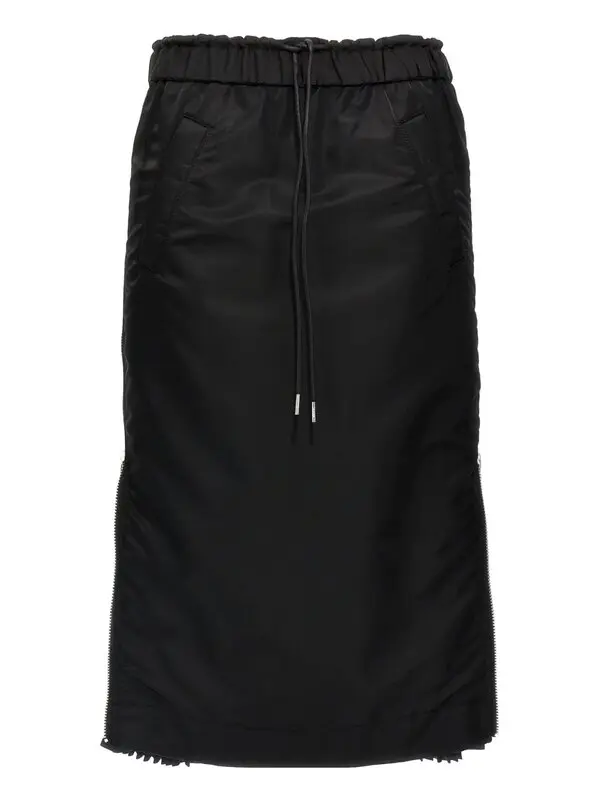 Sacai Drawstring Midi Skirt - Black