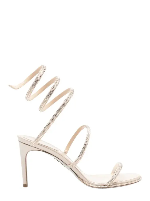 Rene Caovilla Embellished Spiral Stiletto Sandals - Beige