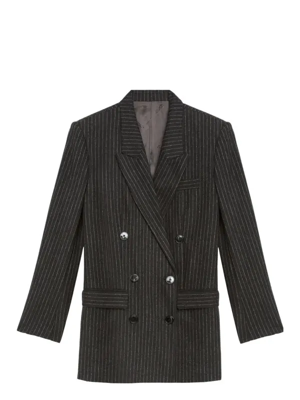 Isabel Marant Étoile Jevima Striped Wool Blend Double-breasted Blazer - Anthracite