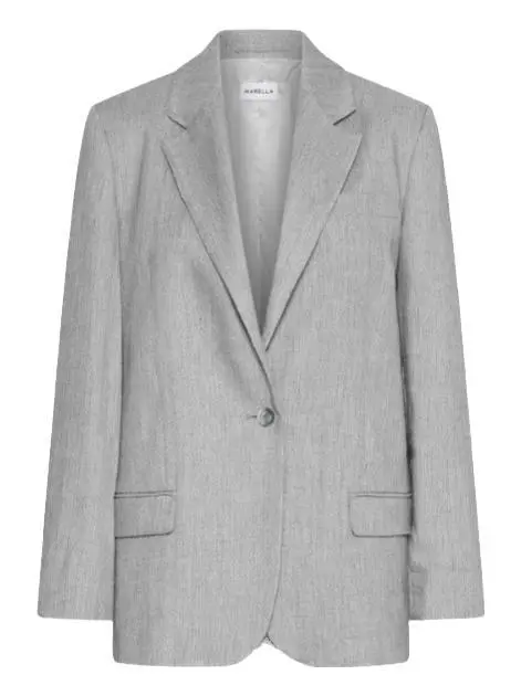 Marella Stretch Linen-blend Grisaille Blazer - Grey