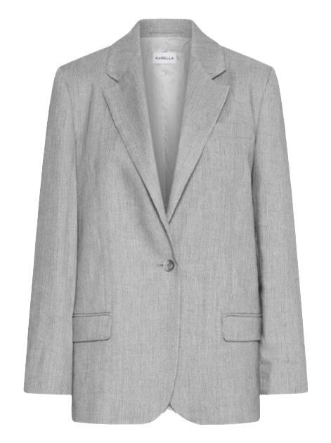 Marella Stretch Linen-blend Grisaille Blazer - Grey