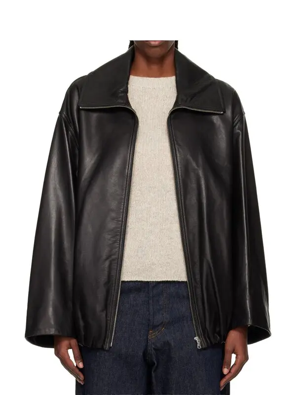 Nour Hammour Noah Leather Zip-up Jacket - Black