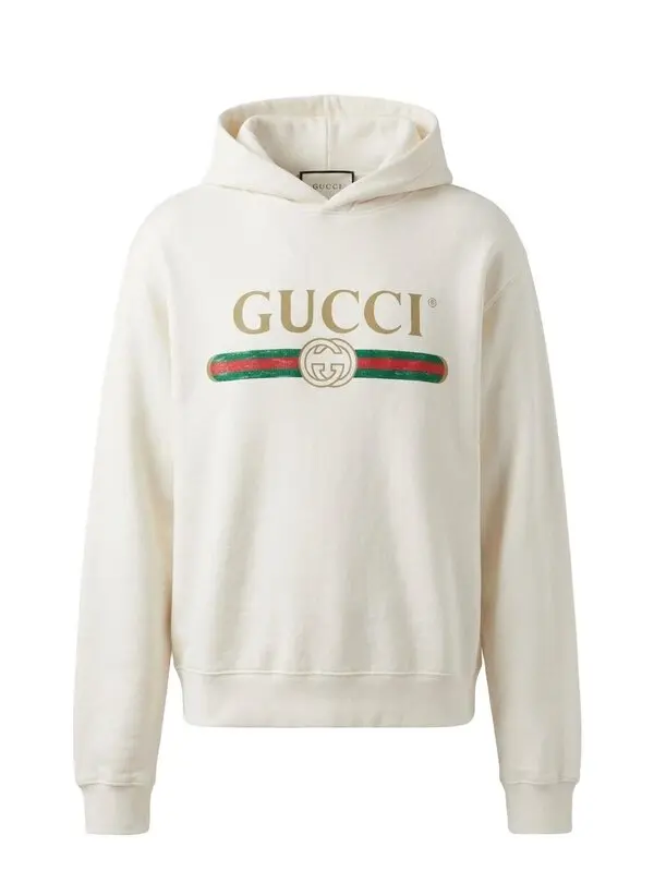 Gucci Jersey Hoodie With Interlocking G Print - White