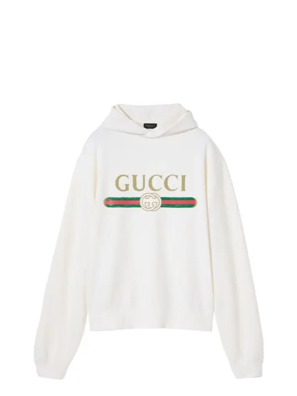 Gucci Jersey Hoodie With Interlocking G Print - White