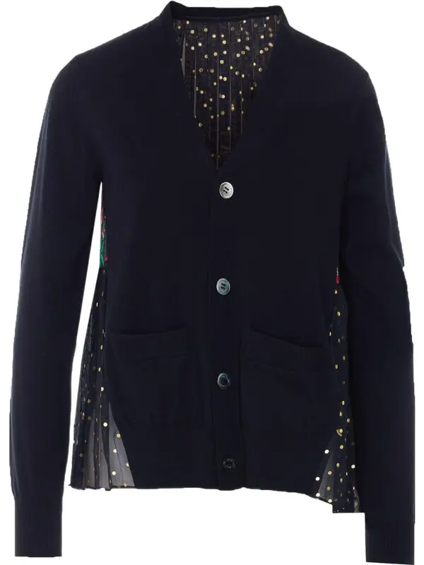 Sacai Long Sleeve Buttoned Cardigan - Black
