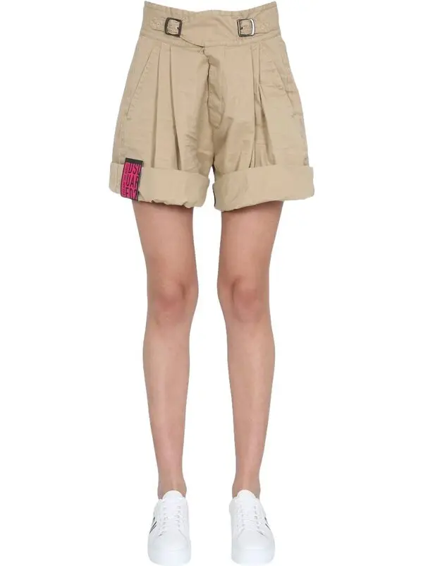 Dsquared2 High-waisted Wide-leg Shorts - Nude