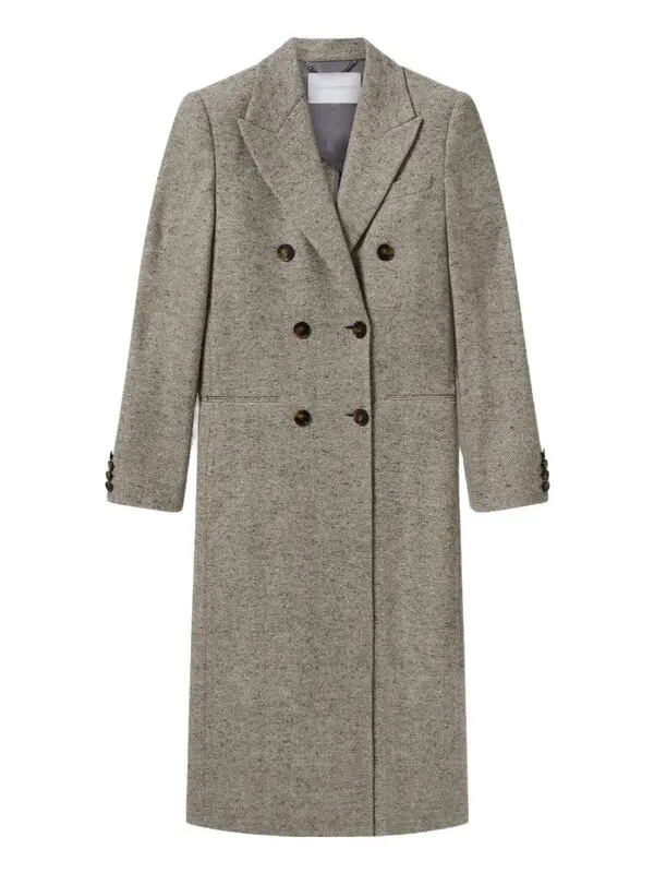 Stella McCartney Double-breasted Tweed Overcoat - Gray Mixed/cream