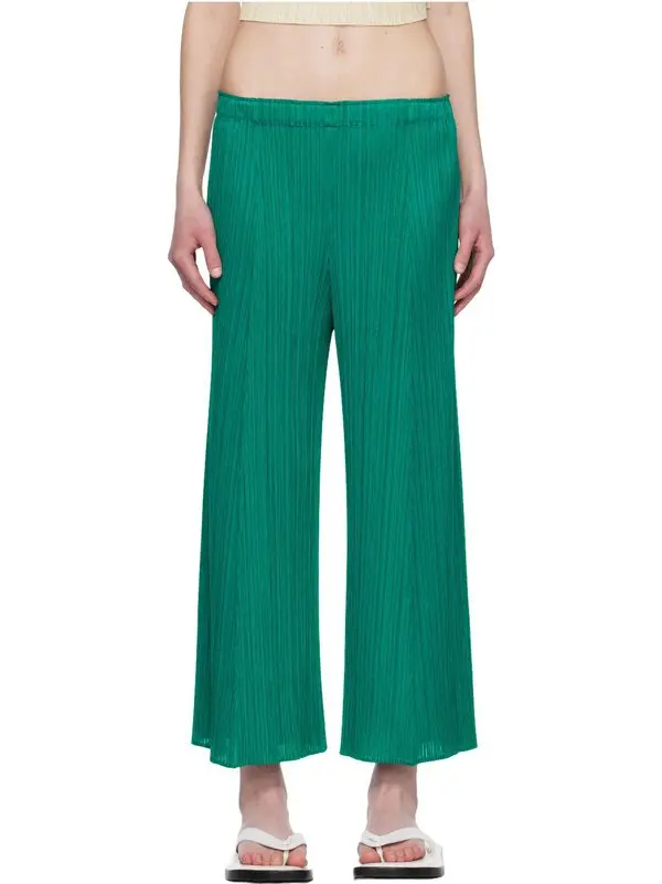 PLEATS PLEASE BY ISSEY MIYAKE Pleated Knit Wide Leg Pants - Green
