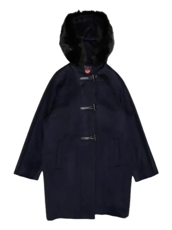 Max Mara Hooded Wool Coat With Fur Trim - Black