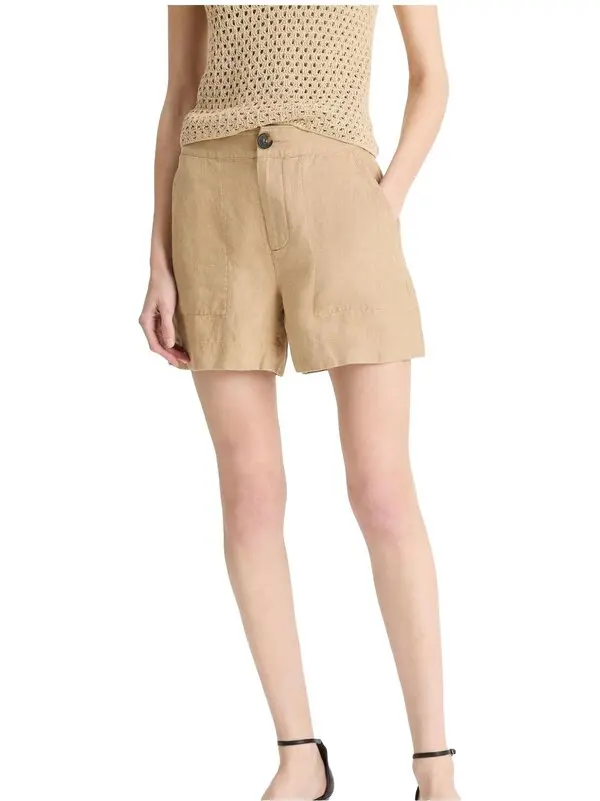 Vince Mid Rise Hemp Shorts - Caramel Color