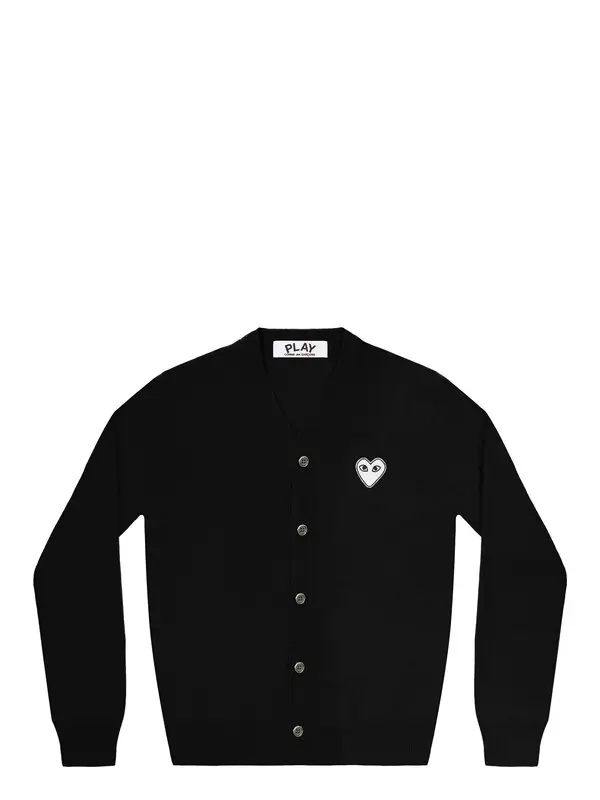 Play Comme Des Garcon V-neck Button-front Cardigan - Black
