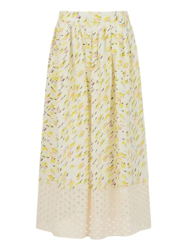 Marni Brushstroke Wave Printed Midi Skirt With Embroidered Lace Hem - No