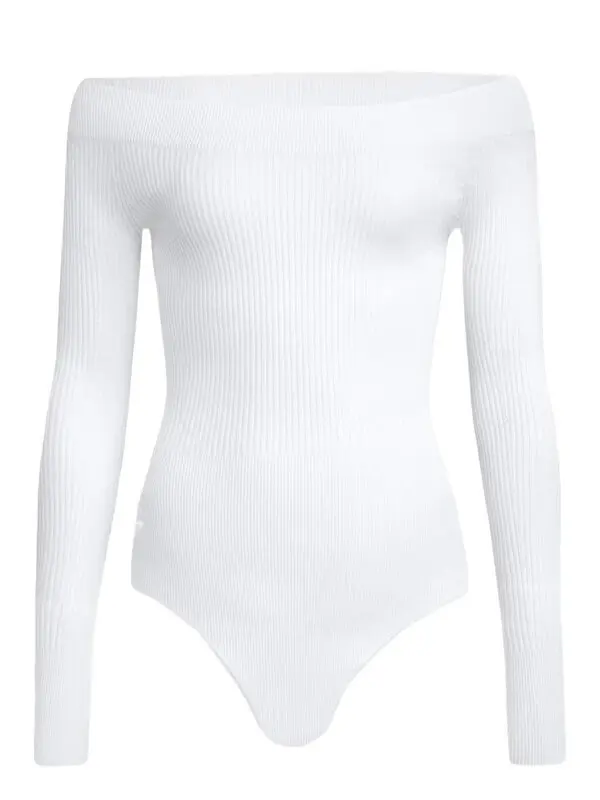 Alaïa Off-shoulder Ribbed Bodysuit - White