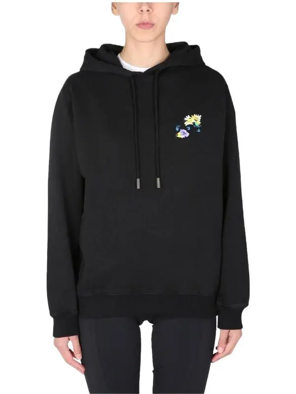 Off-White Checked Arrows Floral Hoodie - Black