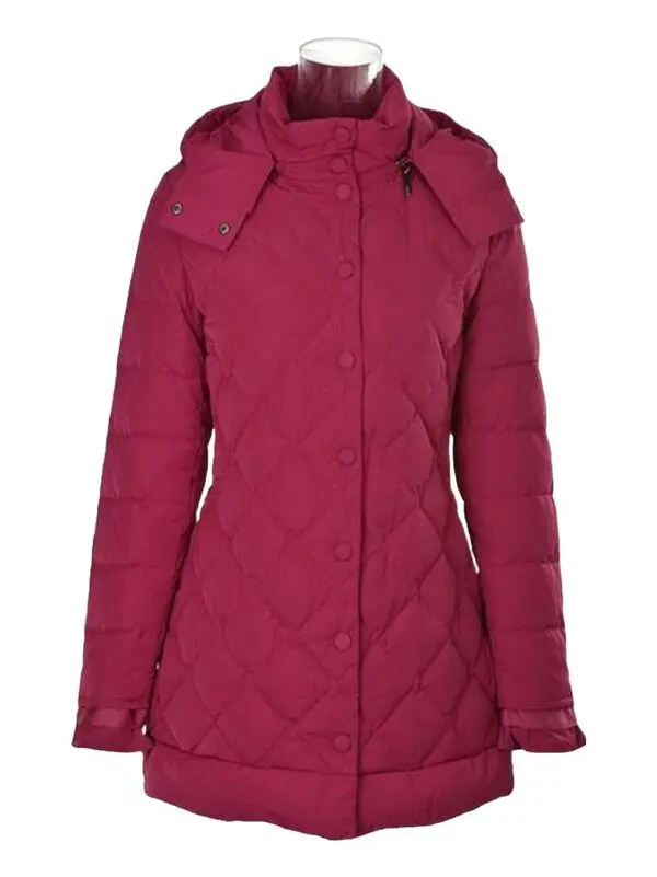 Emporio Armani Quilted Hooded Down Jacket - Red