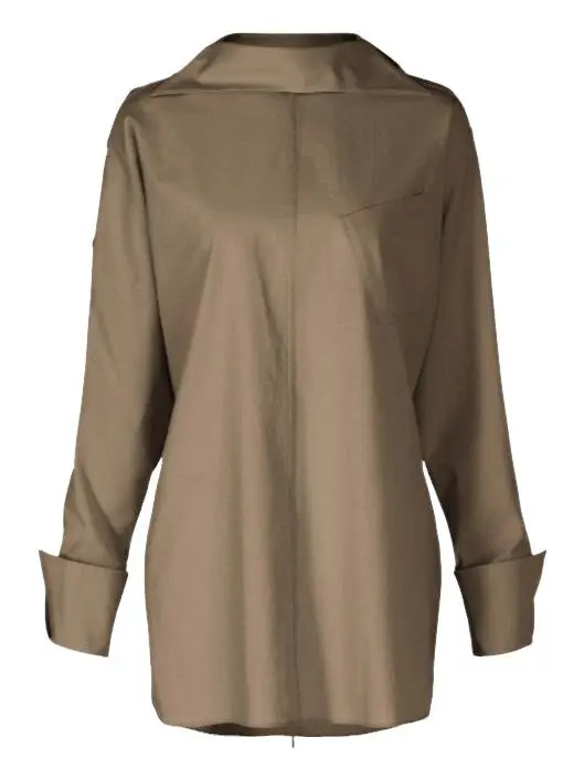 Issey Miyake Long Sleeve Shirt With Belt And Pocket - Dark Brown