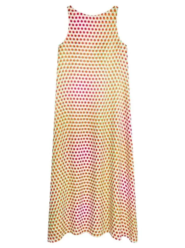 Dries Van Noten Sleeveless Polka Dot Maxi Dress - Ecru