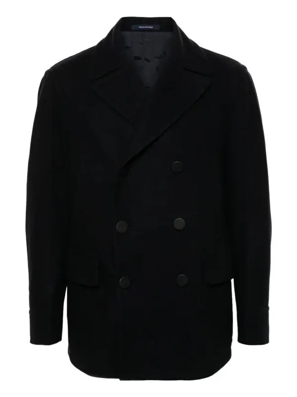 Tagliatore Double-breasted Peaked Lapel Casual Jacket - Black