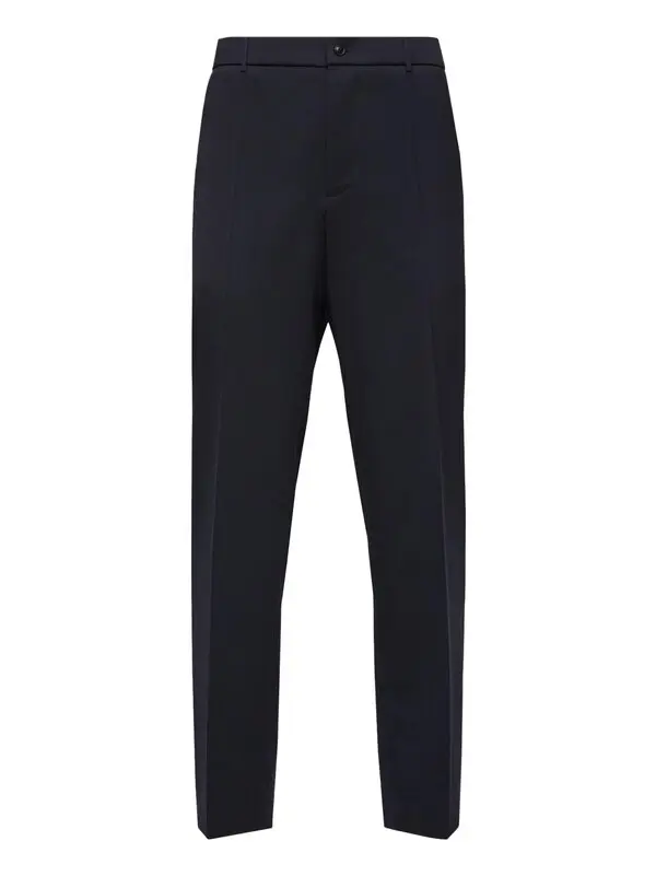Moncler Wool Blend Gabardine Tailored Pants - Dark Blue