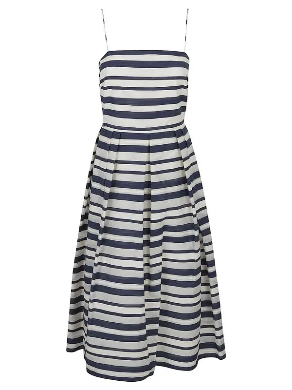 Ralph Lauren Striped Strappy Midi Dress - Gray