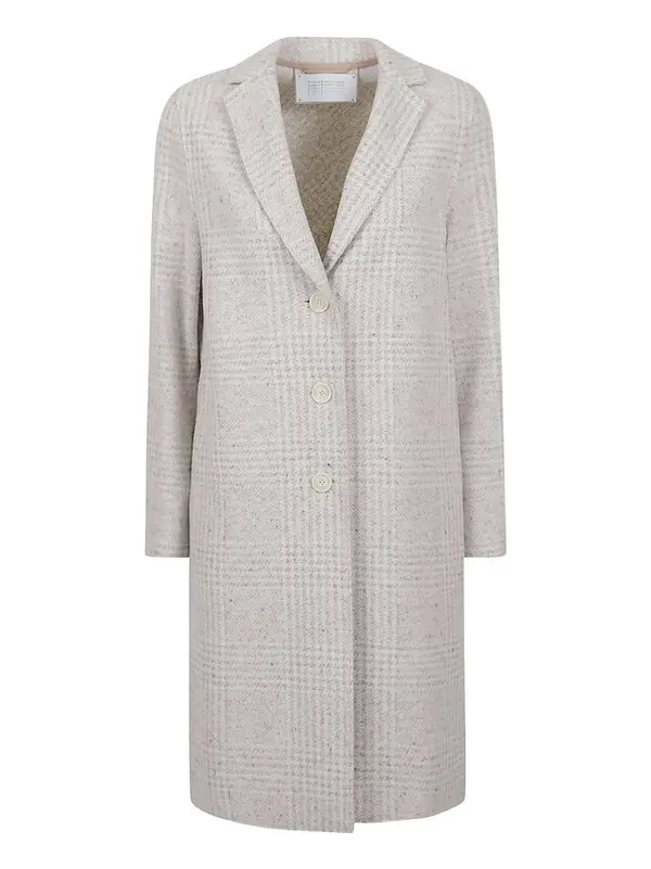 Harris Wharf London Checked Button-up Coat - Gray