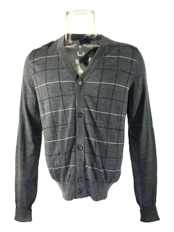 Dunhill V-neck Long-sleeve Sweater With Checkered Pattern - Black