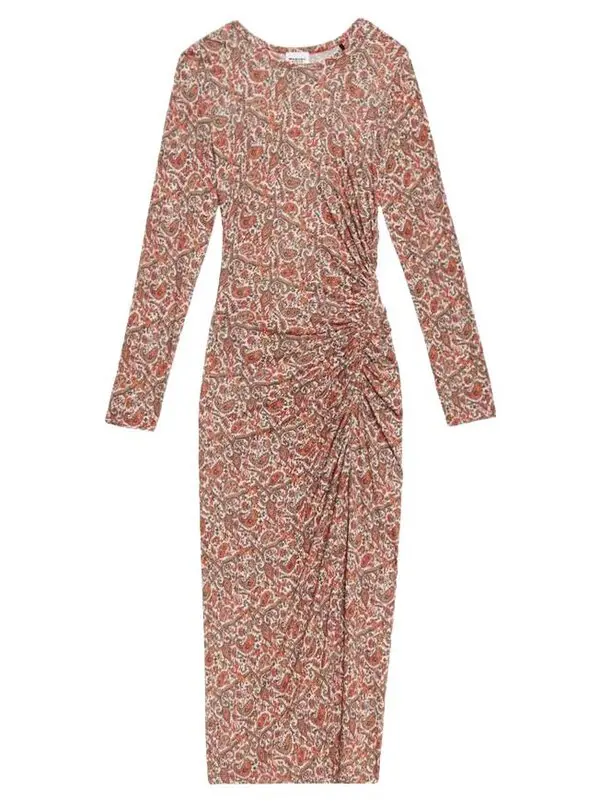 Isabel Marant Étoile Jelina Paisley Print Long Sleeve Dress - Orange