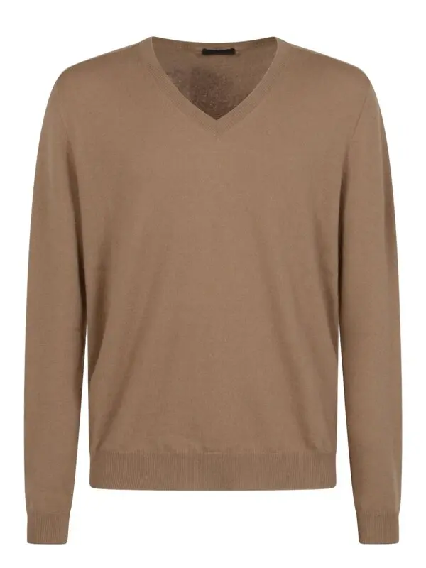 Prada Long-sleeved V-neck Sweater - Camel Brown
