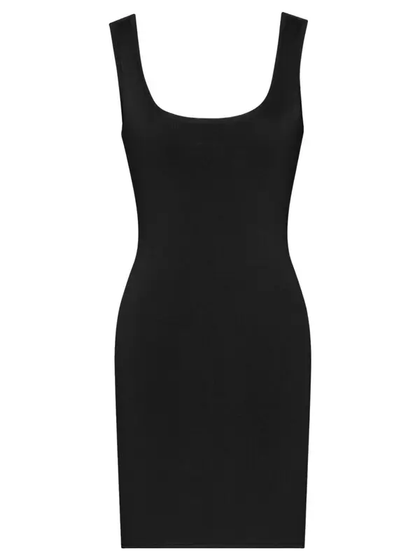 Saint Laurent Sleeveless Square Neck Mini Dress - Black