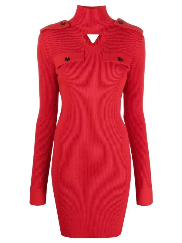 Bottega Veneta Cut-out Triangle Fitted Dress - Red