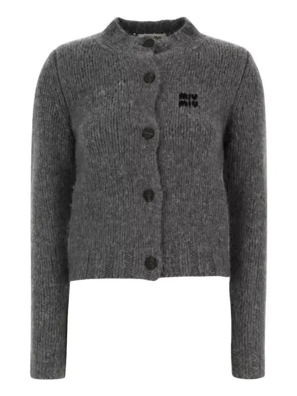 Miu Miu Crewneck Button-up Cardigan - Grey