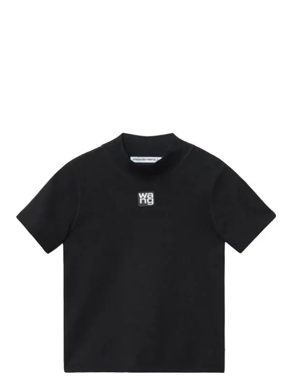Alexander Wang Mock Neck Short Sleeve T-shirt - Black