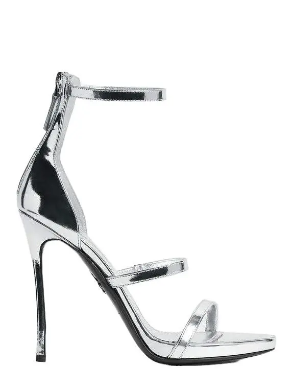 Dsquared2 Heeled Sandals With Stiletto Heel And Zip Closure - Silver