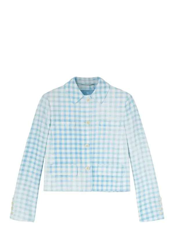 Ermanno Scervino Cropped Checked Blazer - White And Light Blue