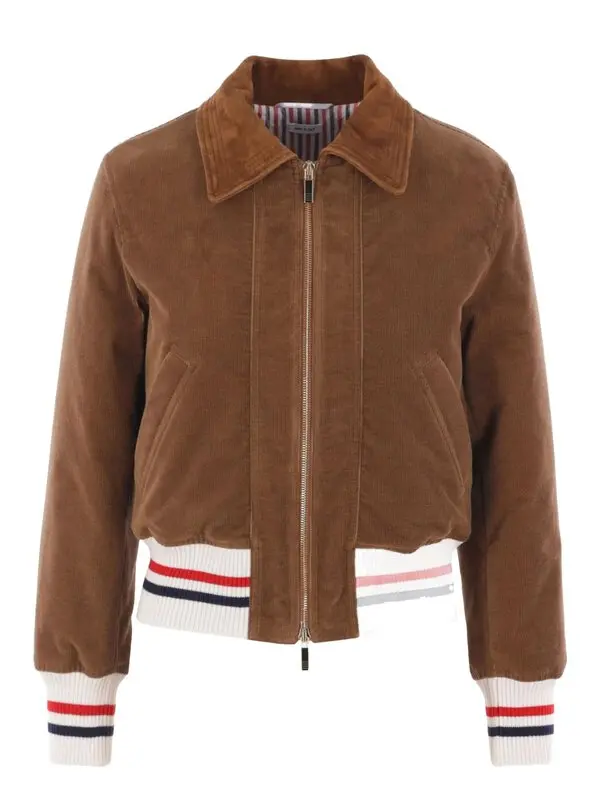 Thom Browne Padded Cropped Corduroy Jacket - Brown