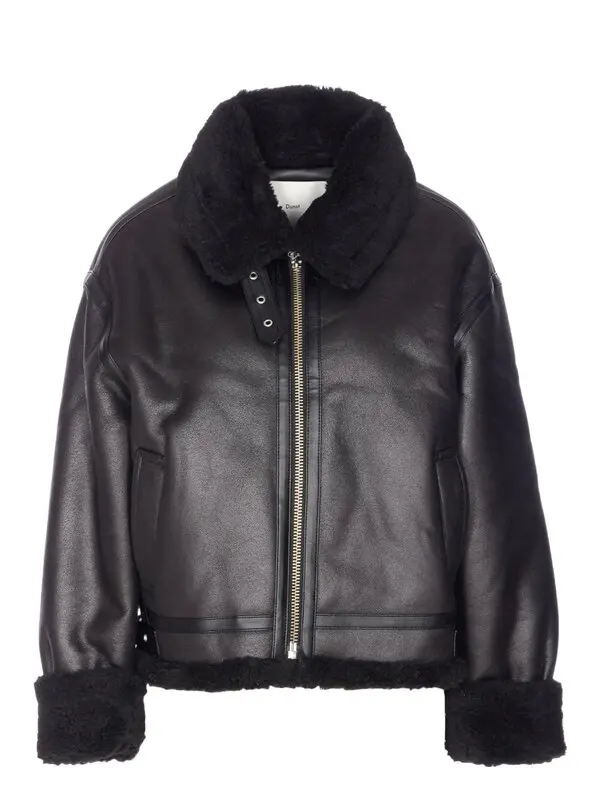 DUNST Faux Fur Trimmed Leather Jacket - No
