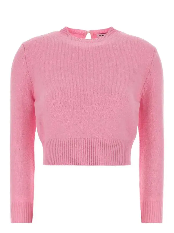 JIL SANDER Cropped Crew Neck Knitted Sweater - Bubble Gum Pink