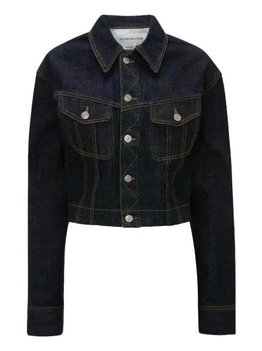 Victoria Beckham Long Sleeve Denim Jacket - Indigo Rinse