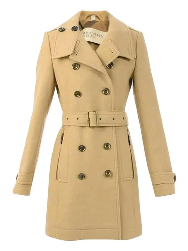 Burberry Long-sleeved Trench Coat With Belt - Nude