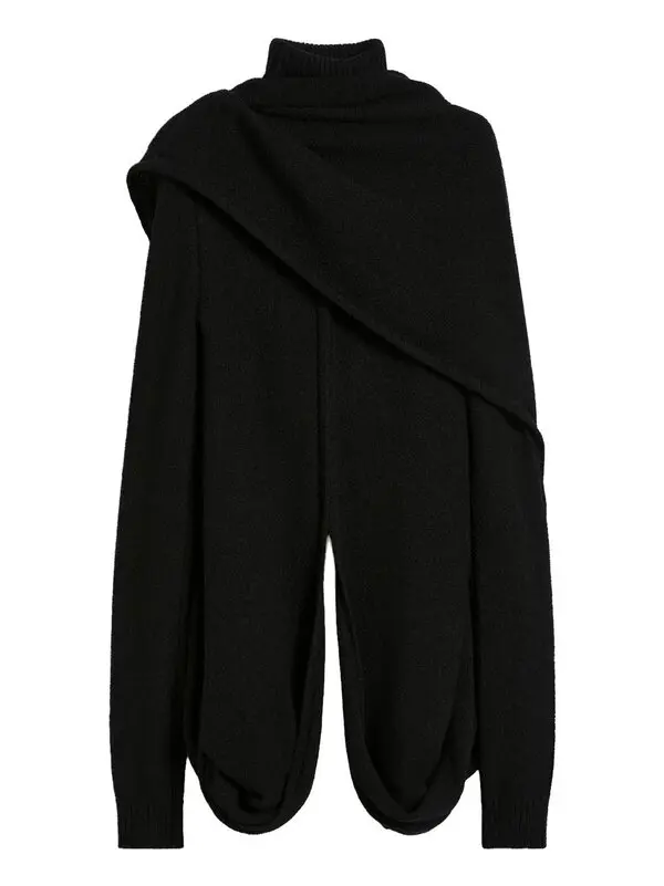 Sportmax High-neck Knitted Jumper With Front Slit - Black