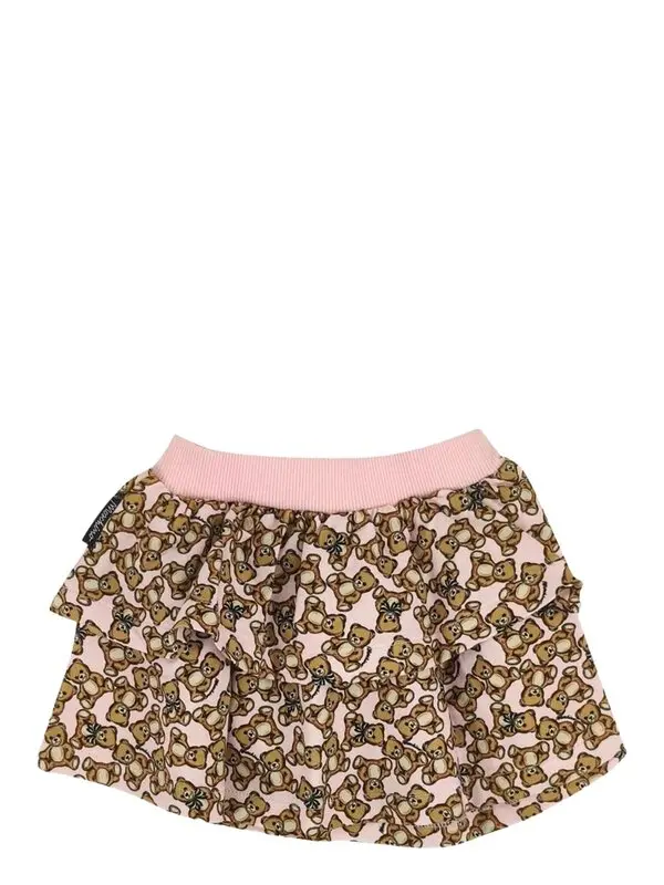 Moschino Teddy Bear Print Skirt With Ruffled Trims - Brown